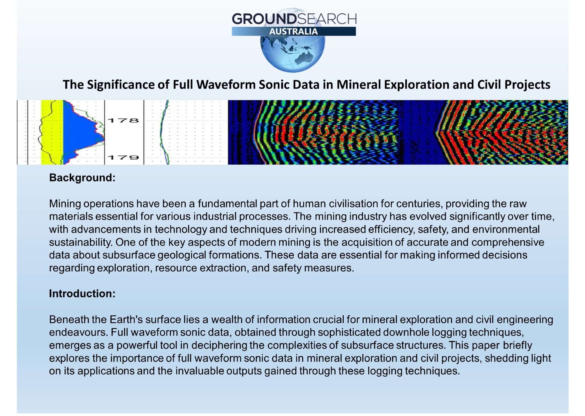 Groundsearch Australia | Full Waveform Sonic logging